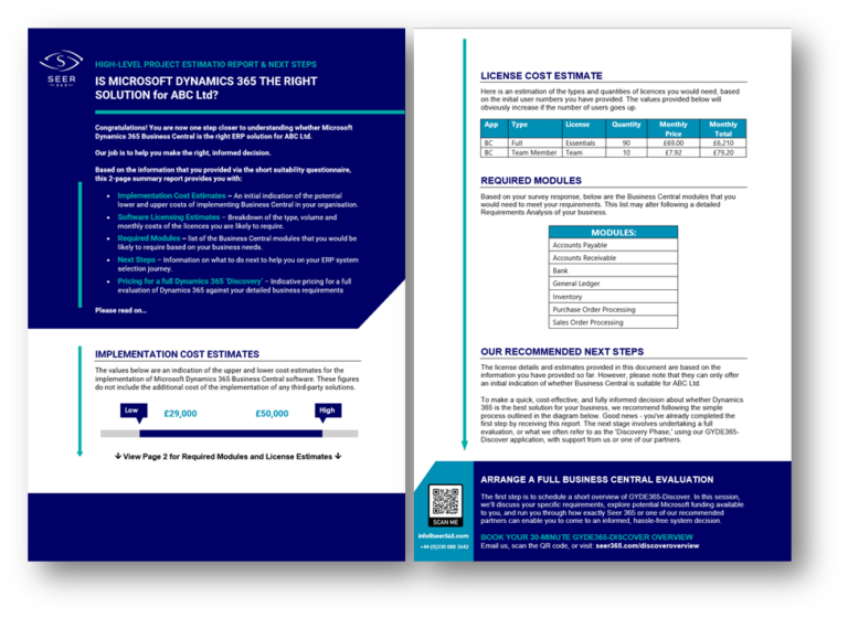 Discovery - Start your ERP evaluation journey today with our help - Seer 365